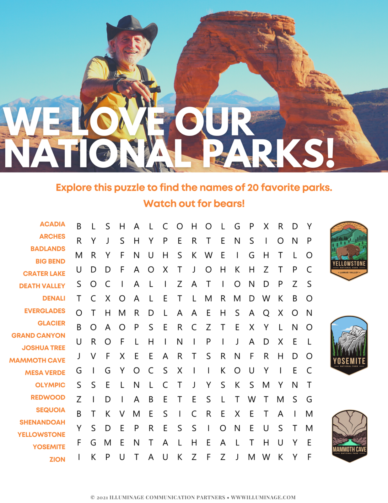 National Parks Wordfind Grace Barker HealthGrace Barker Health